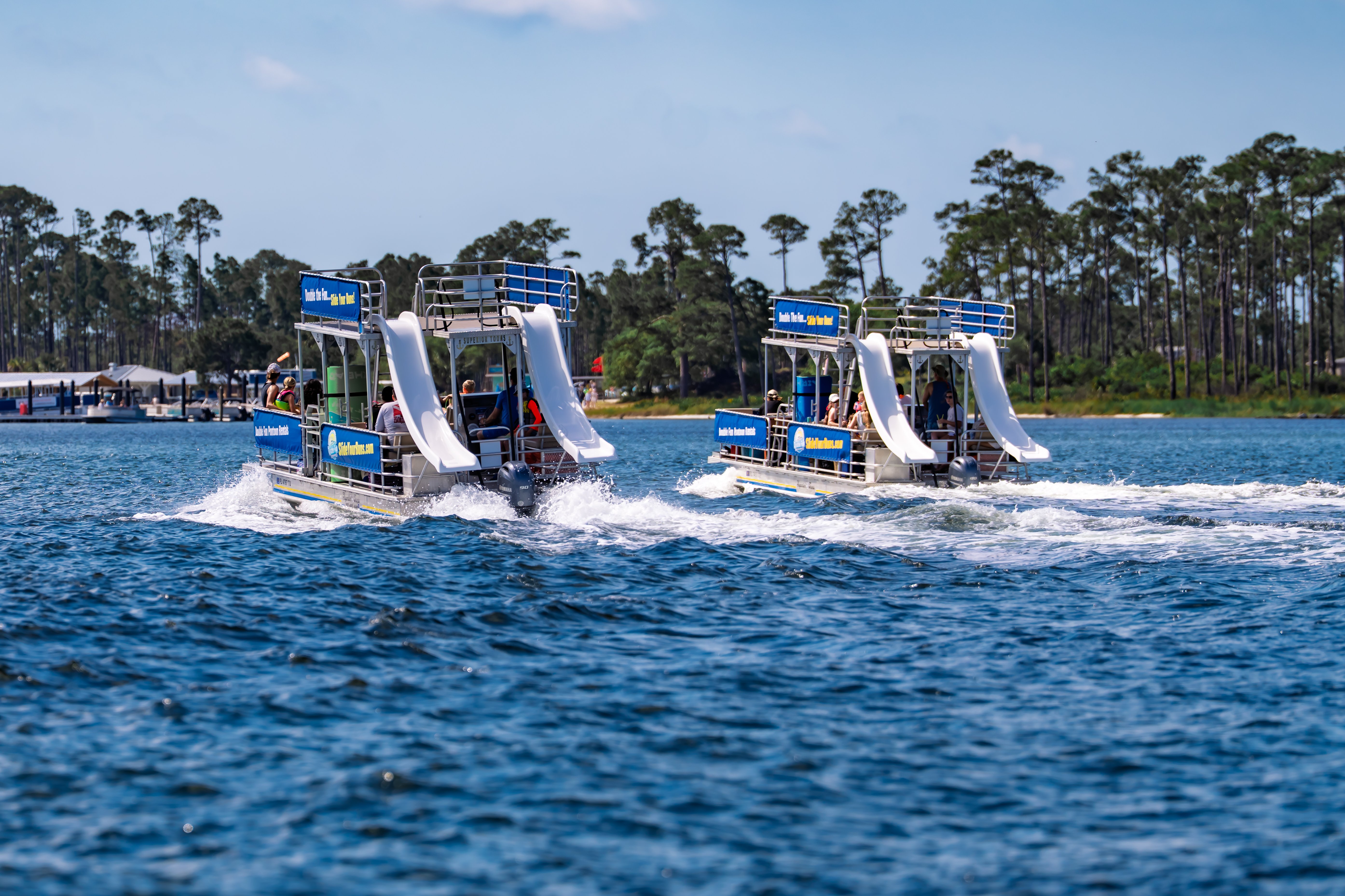Double-Decker Pontoon Boats With Slides | Features & Photos